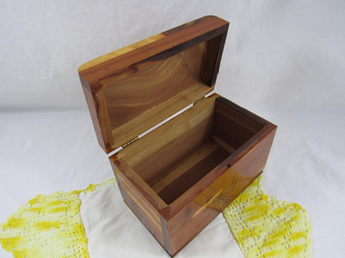 Vintage Cedar Wooden Recipe Box File Box Wood Storage Box Handmade Woo ...