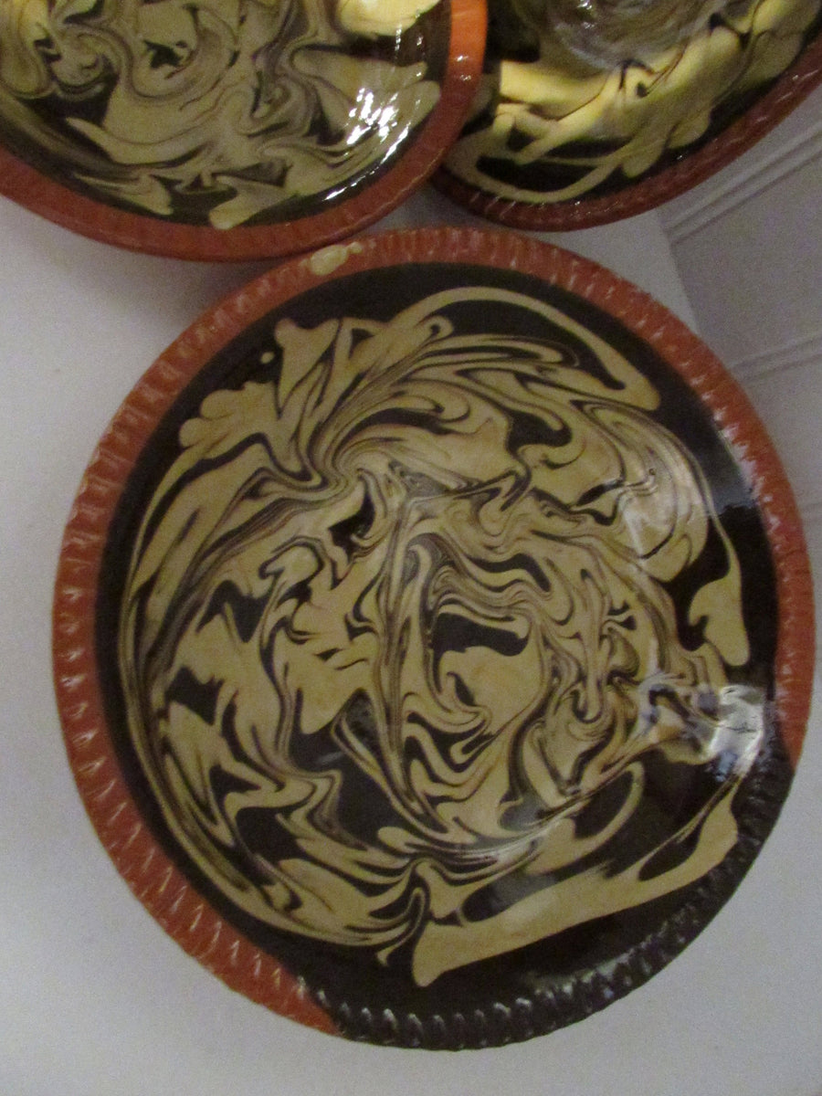 Vintage Marbled Slipware Redware Pottery Williamsburg Restoration 1995 ...