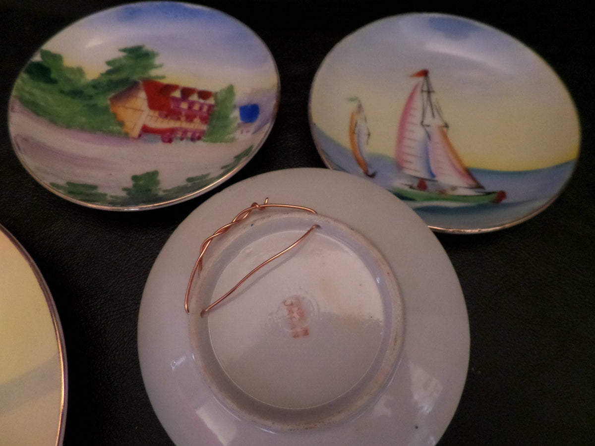 Antique Miniature Hand Painted Plates Porcelain Collectible Plate Set ...